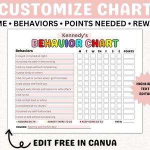Kids Behavior Reward Chart PRINTABLE Behavior Tracker Behavior ...