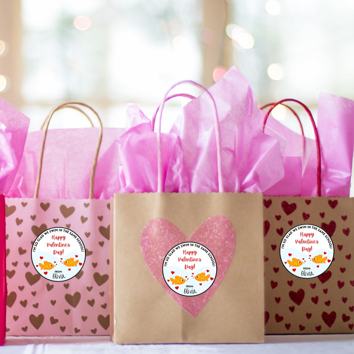 Printable Valentine Fish Tags Valentine's Day Card Kids School ...
