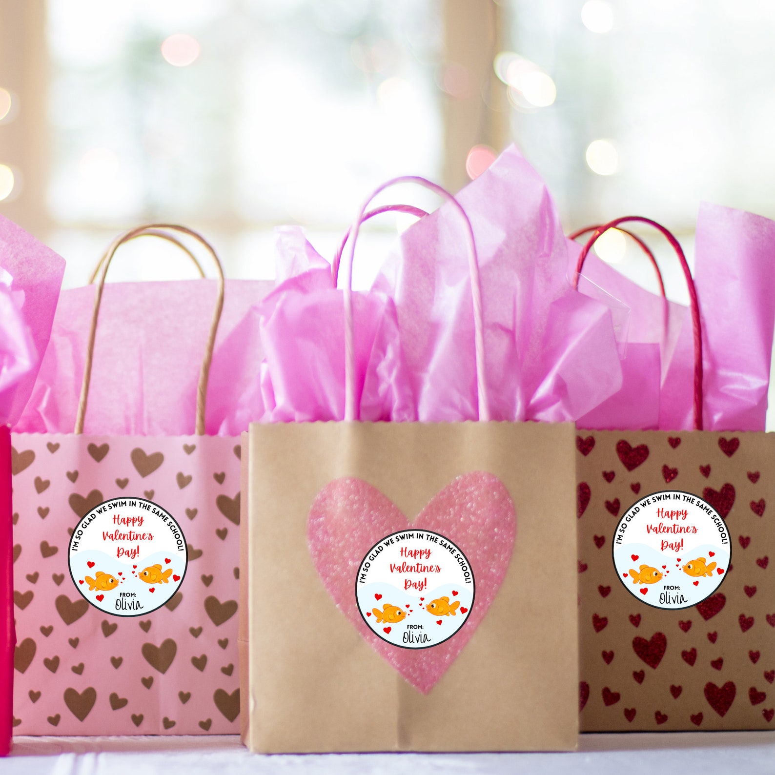 Printable Valentine Fish Tags Valentine's Day Card Kids School ...