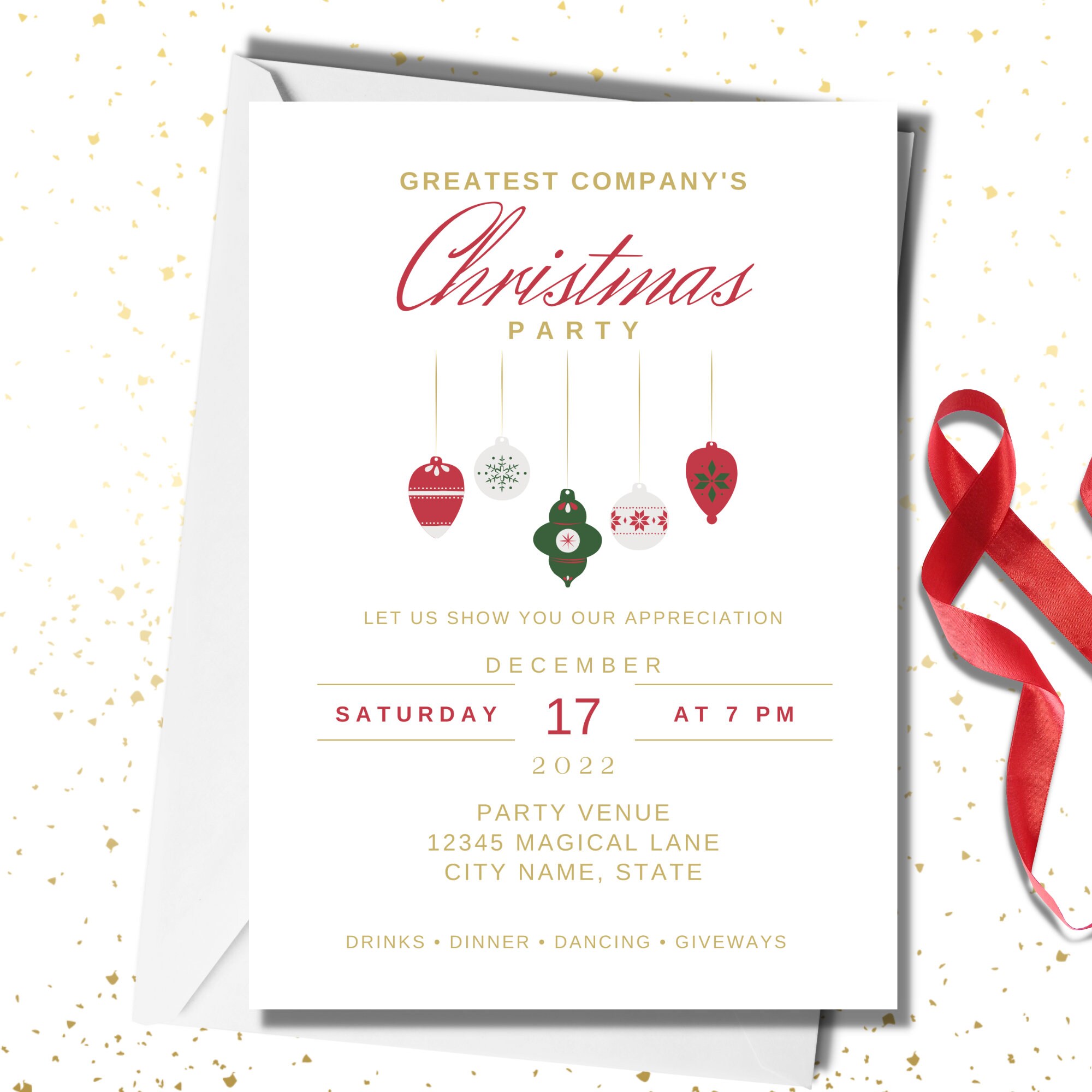 EDITABLE Christmas Party Invitation, Holiday Party Invite, Company ...