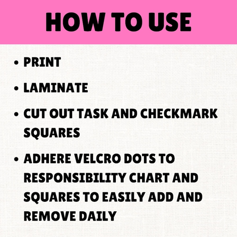 Daily Responsibility Chart for Kids Daily Responsibility Chore Chart ...