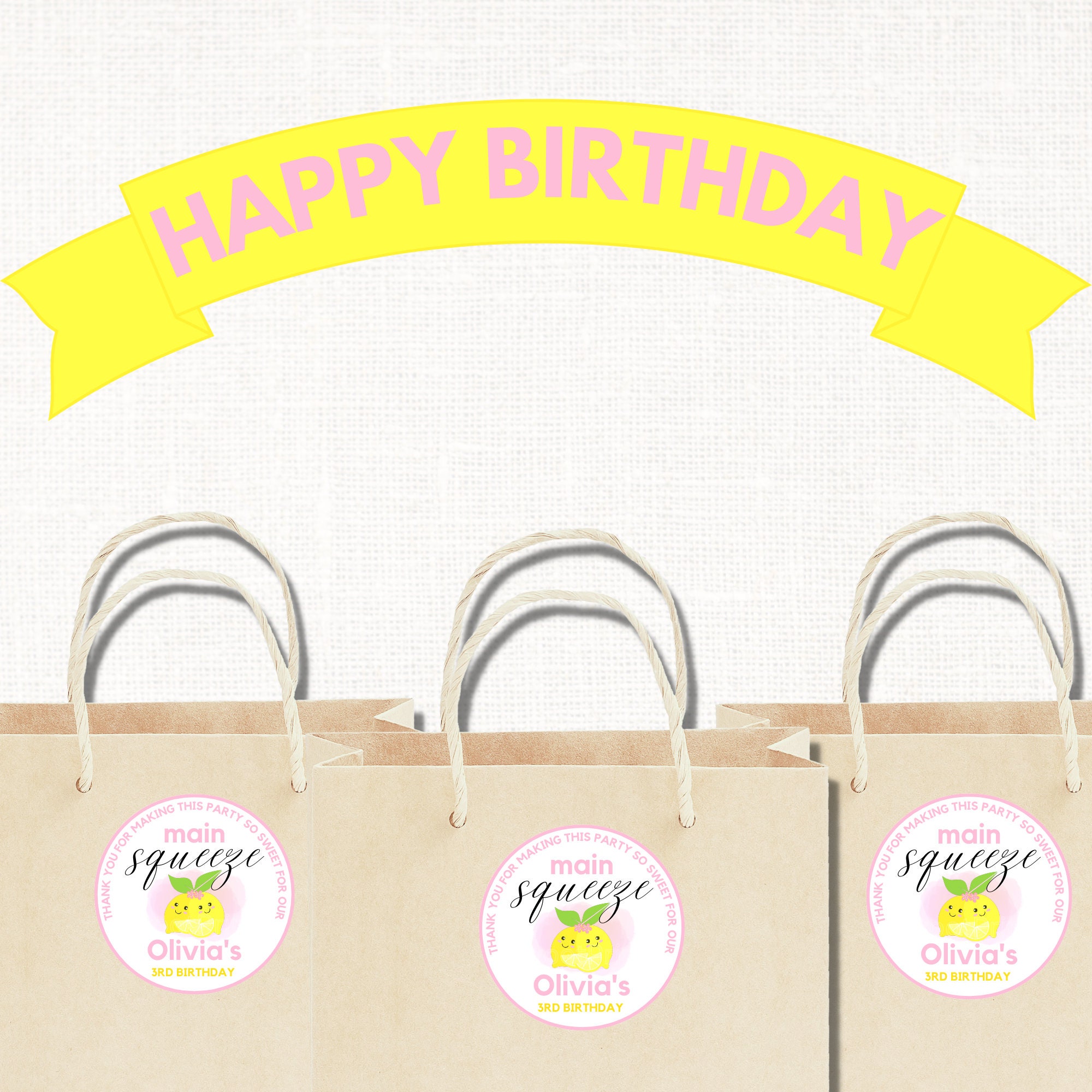 EDITABLE Pink Lemonade Party Pink Lemonade Thank You Pink Lemon Tag ...