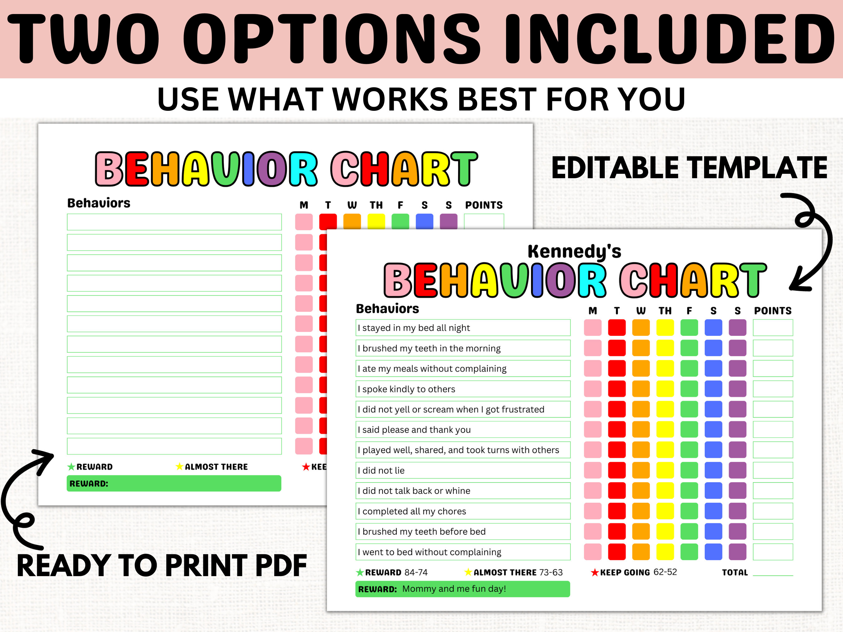 Kids Behavior Reward Chart PRINTABLE Behavior Tracker Behavior - Etsy