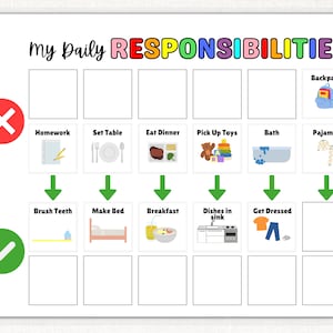 Preschool Chore Chart PRINTABLE With Pictures Chore Chart for Kids ...
