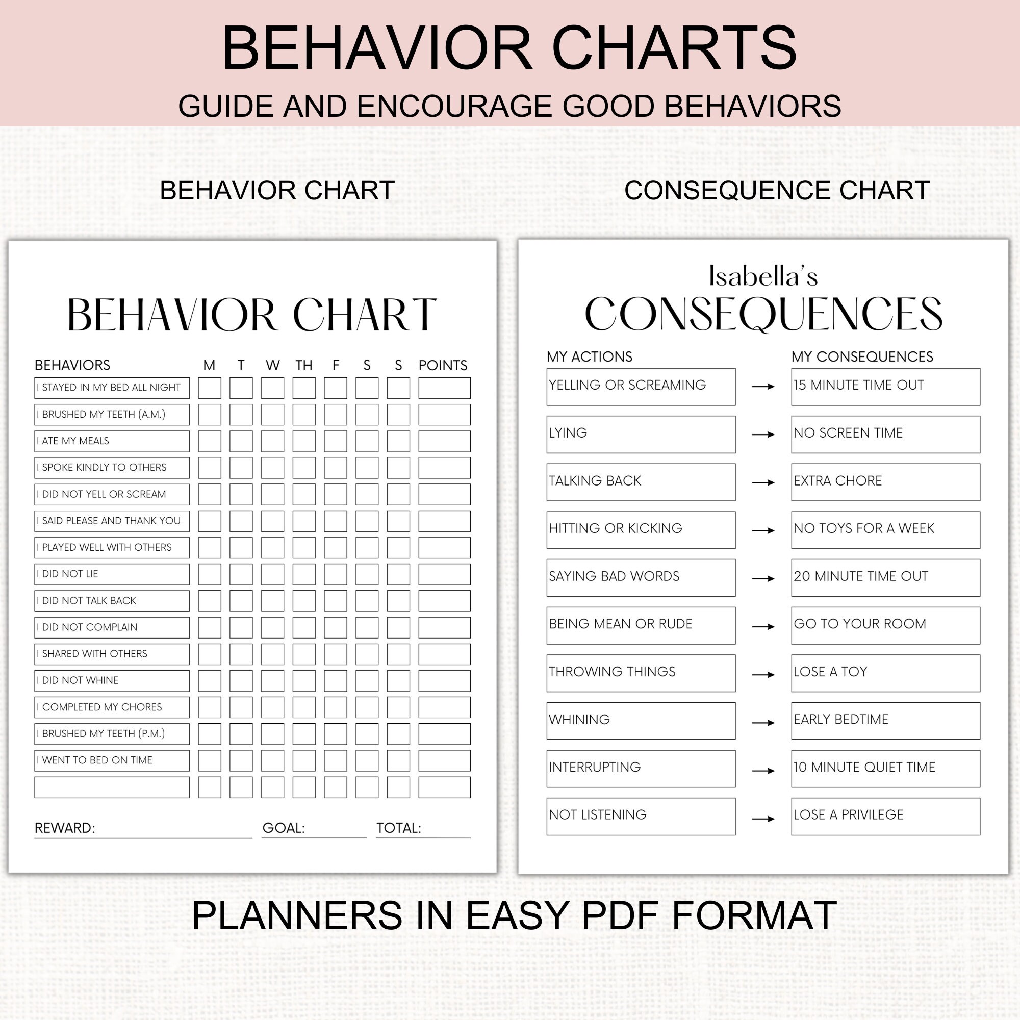 Chore Charts for Kids Editable Teen Responsibility Chart School ...