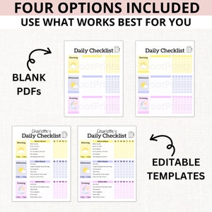 Kids Daily Checklist EDITABLE Kids Daily Chore Chart PRINTABLE Kids ...