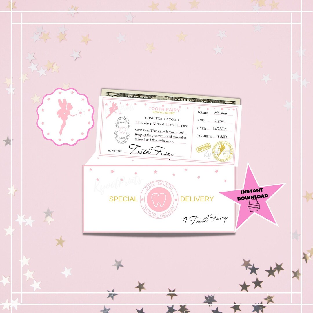 Tooth Fairy Receipt Printable, Editable Tooth Fairy Note, Instant ...