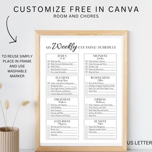Cleaning Chart Checklist Adult Household Cleaning Schedule Family Chore ...