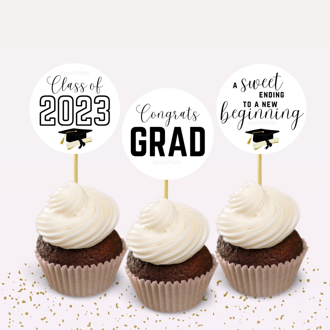 Graduation Cupcake Toppers Graduation 2023 Graduation Decorations ...