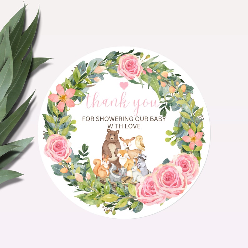 Woodland Thank You Tags Girl Woodland Animal Thank You Favor - Etsy