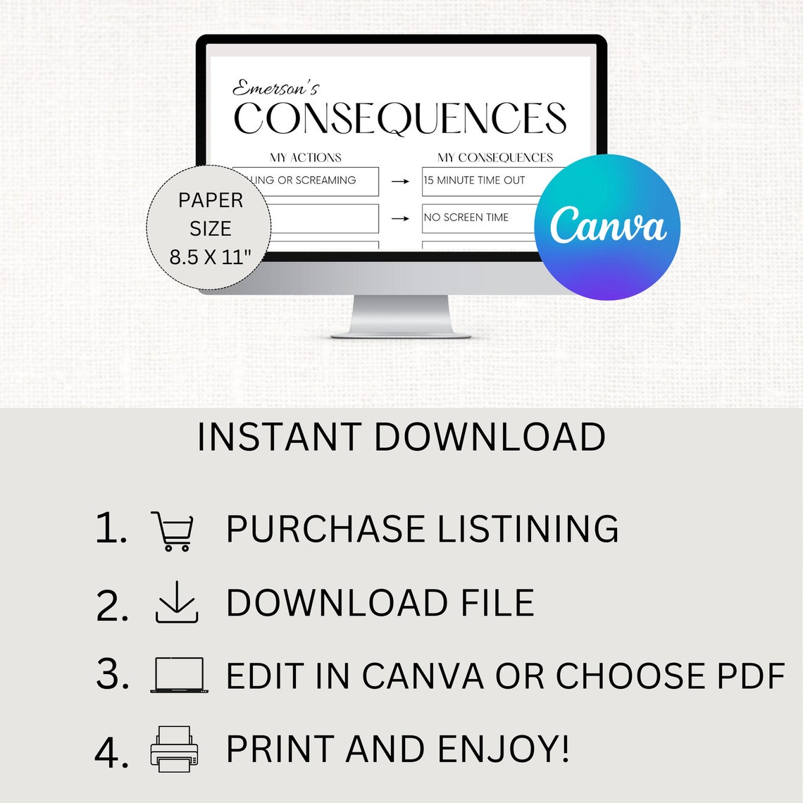 Consequence Chart for Kids Consequence of My Actions Positive Behavior Chart for Behaviours Kids ...