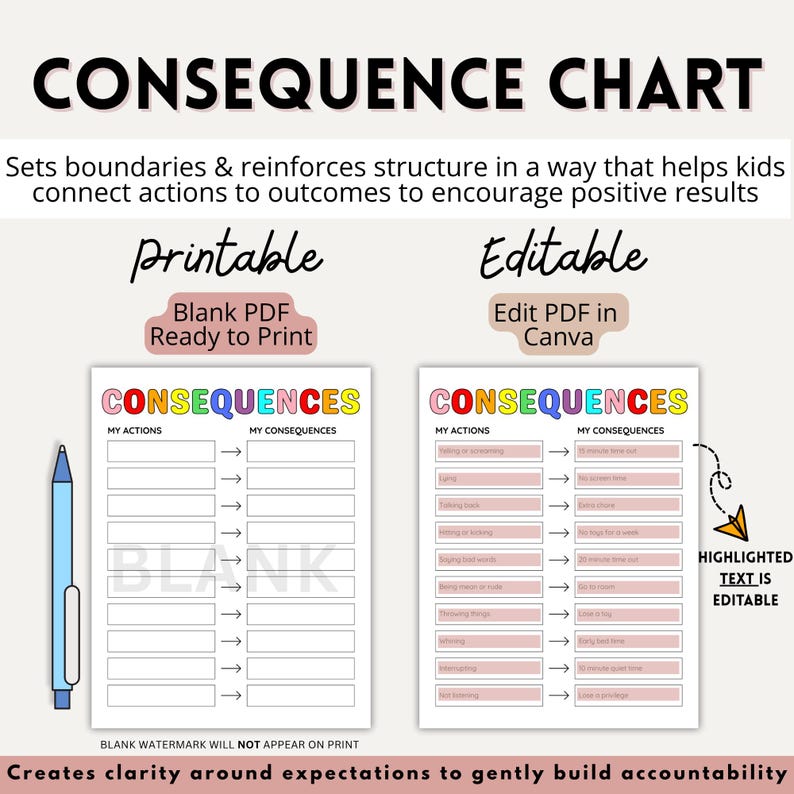 Kids Reward System Printable Behavior Chart Chore Chart Routine Tracker ...