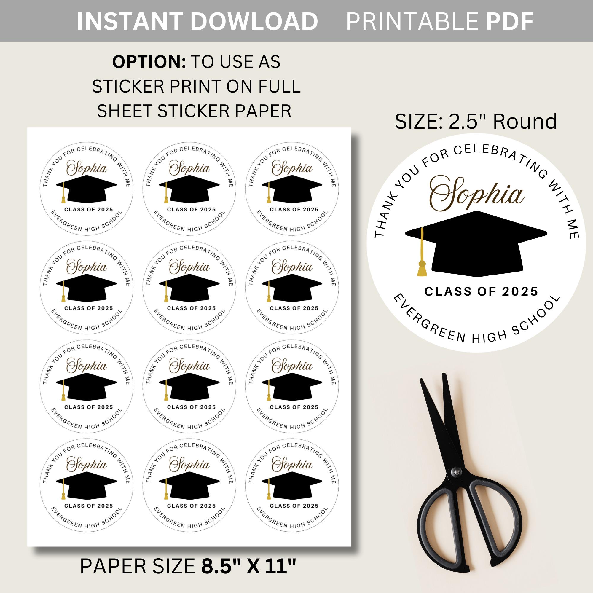 Personalized Graduation Stickers Graduation Party Favor Graduation Tag ...