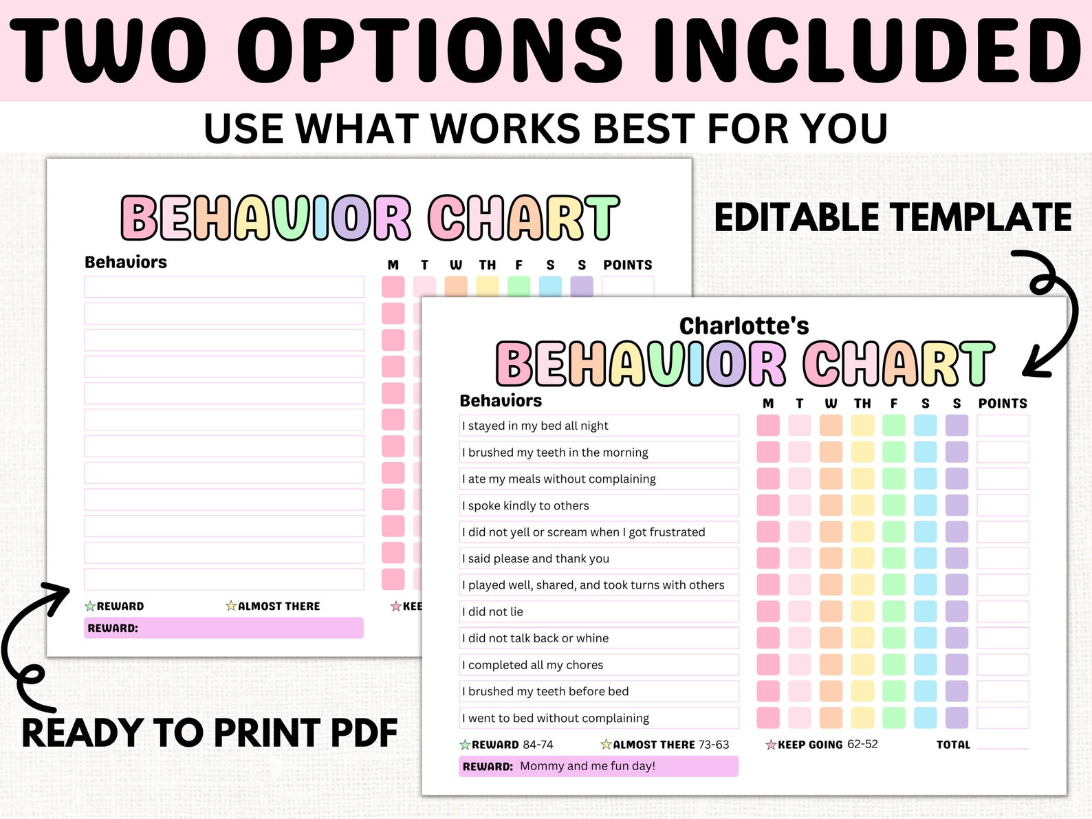 Kids Behavior Reward Chart PRINTABLE Behavior Tracker Behavior ...