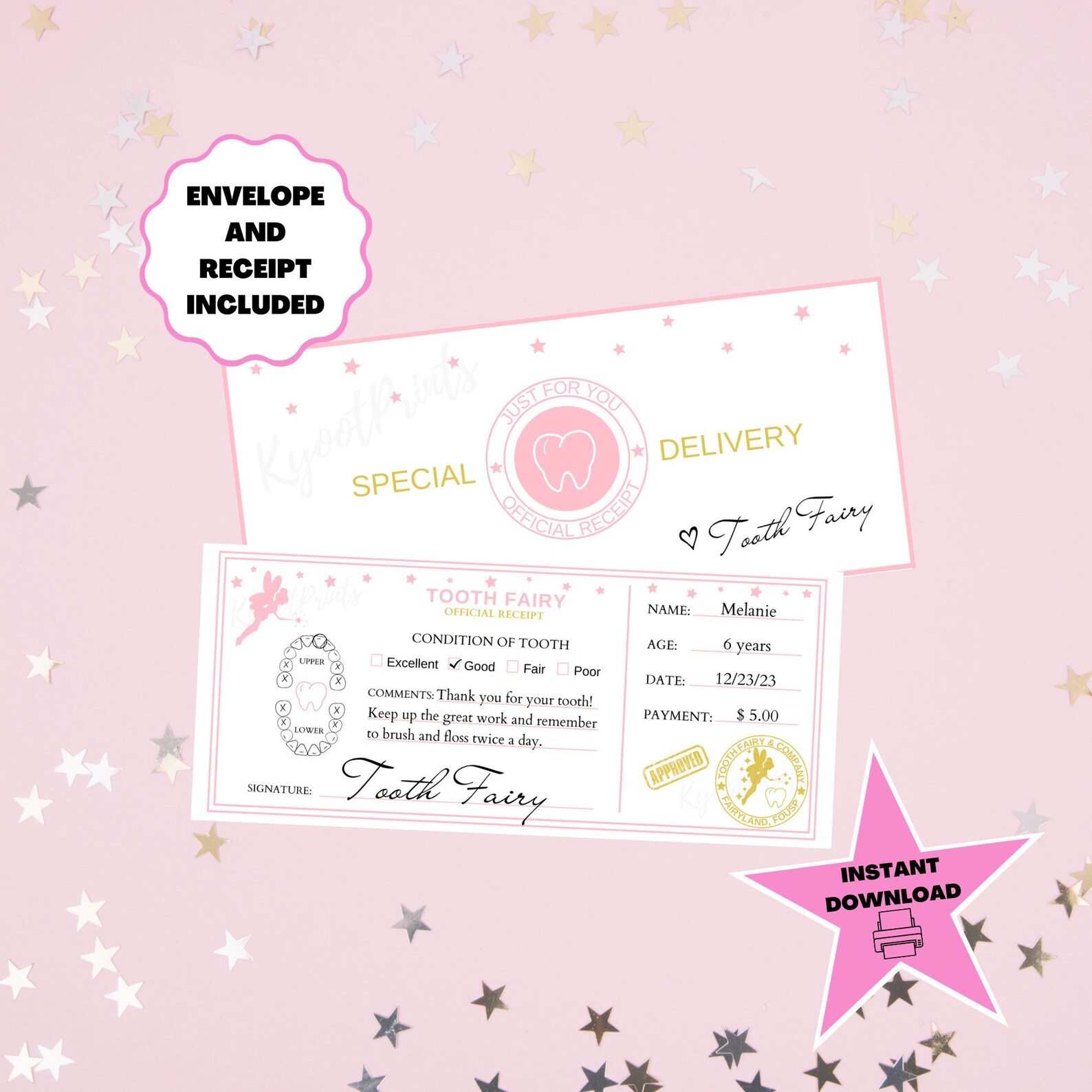 Tooth Fairy Receipt Printable, Editable Tooth Fairy Note, Instant ...