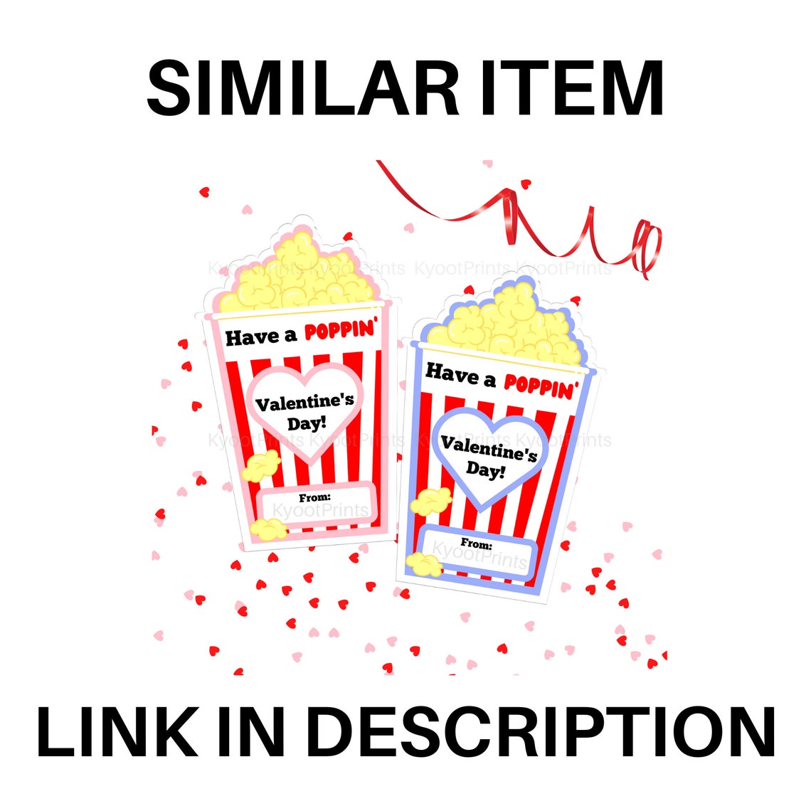 Printable Valentine Popcorn Tag, Valentine's Day Card, Kids School ...