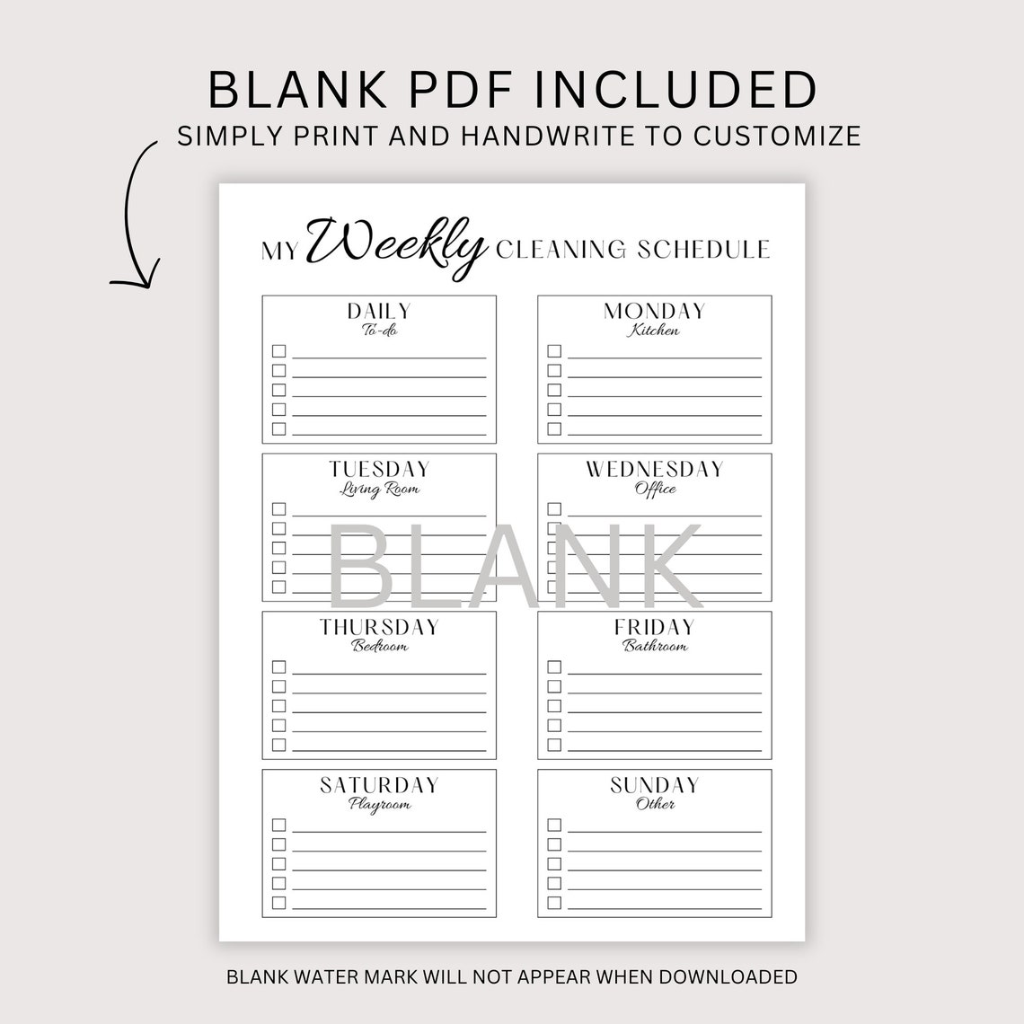 Cleaning Chore Checklist Household Cleaning Schedule Family Chore Chart ...