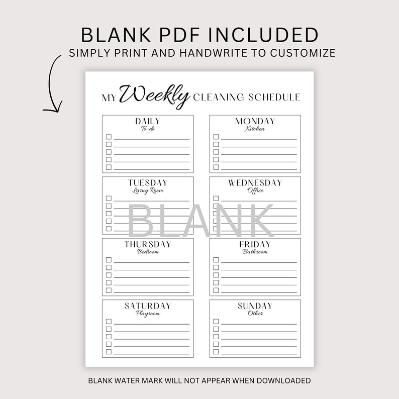 Cleaning Chore Checklist Household Cleaning Schedule Family Chore Chart ...