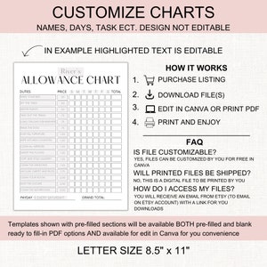Chore Charts for Kids Editable Teen Responsibility Chart School ...