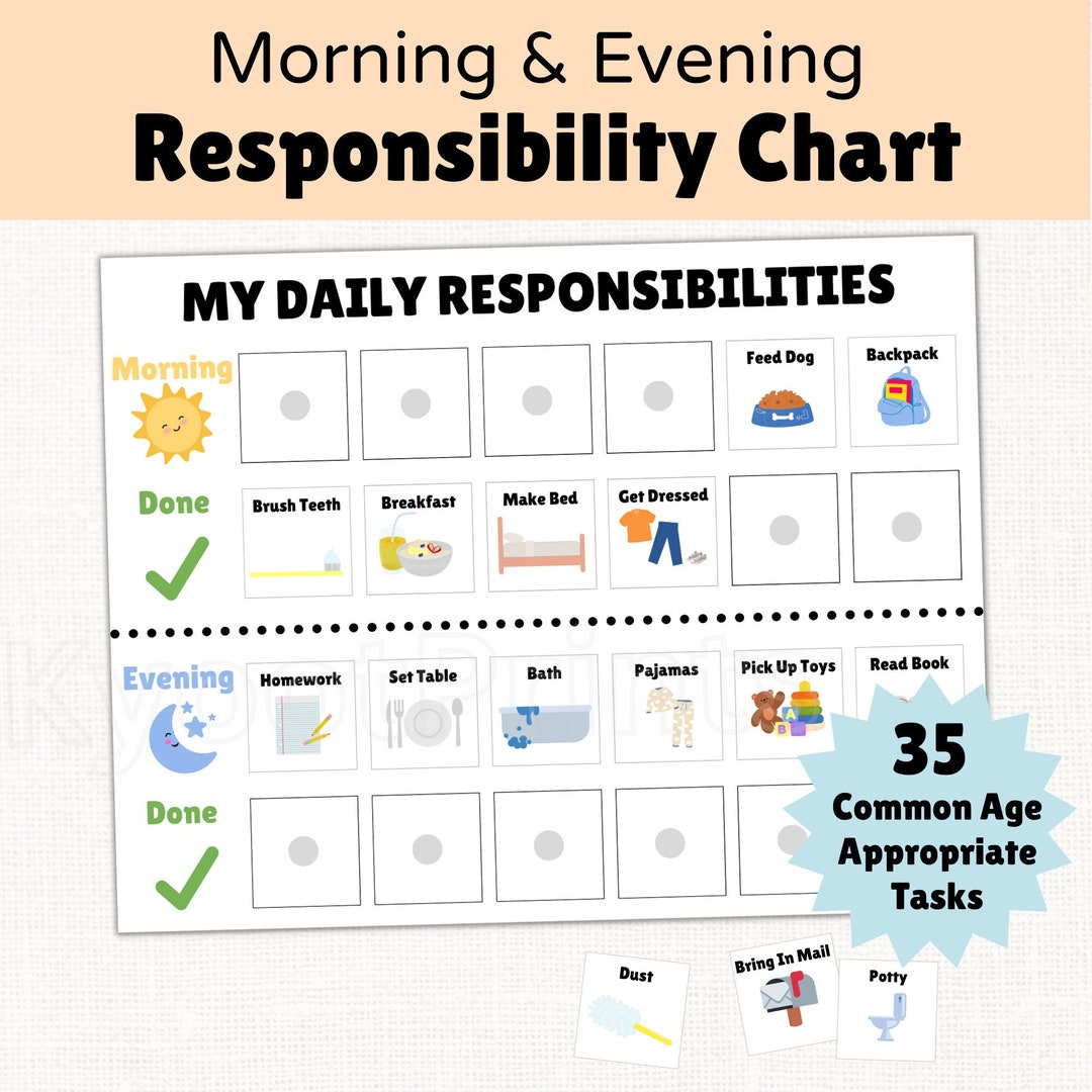 Daily Responsibility Chart for Kid's Responsibility Chore Chart ...