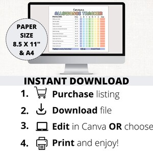 Allowance Tracker for Kids How to Earn Money Chart EDITABLE Allowance ...