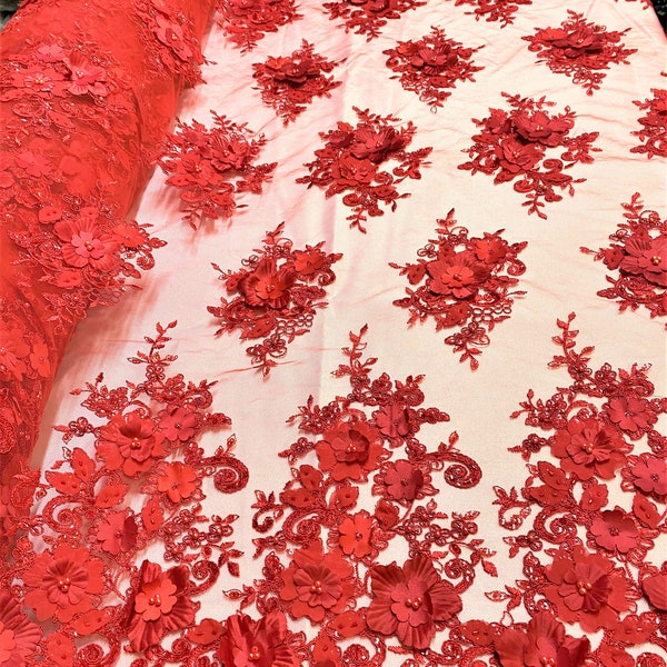 Red Lace Fabric - Etsy