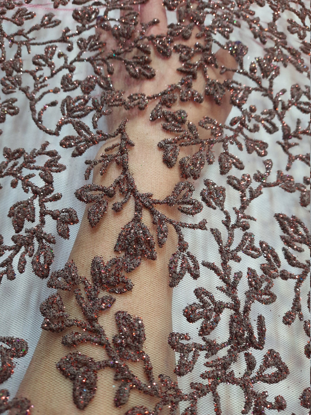 Burgundy Glitter Tulle Fabric – Fluffy 3D Flower Mesh by the Yard for ...