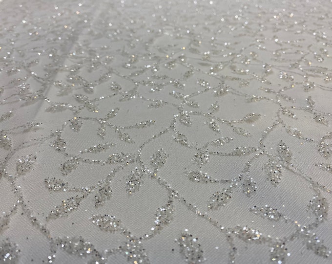 Sparkling Leaf off White Tulle Fabric, for Wedding Dress,bridesmaid ...