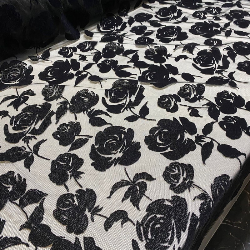 Black Fabric Roses - Etsy