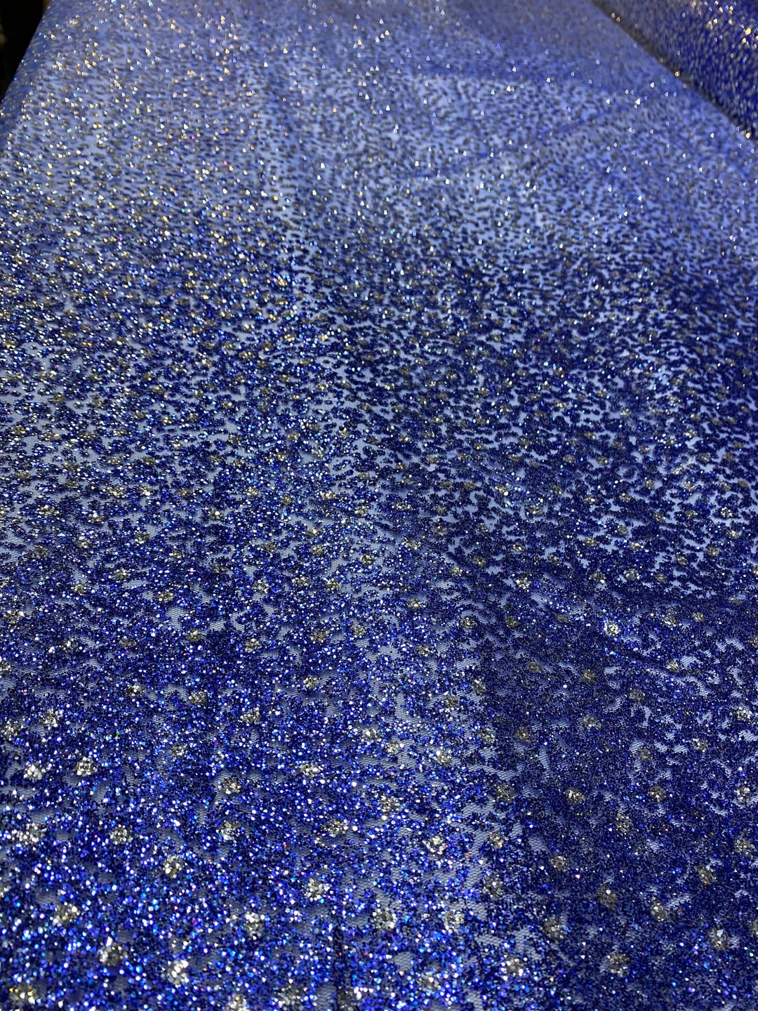 Tela de tul con purpurina azul degradado: estampado doble plateado, 55 ...