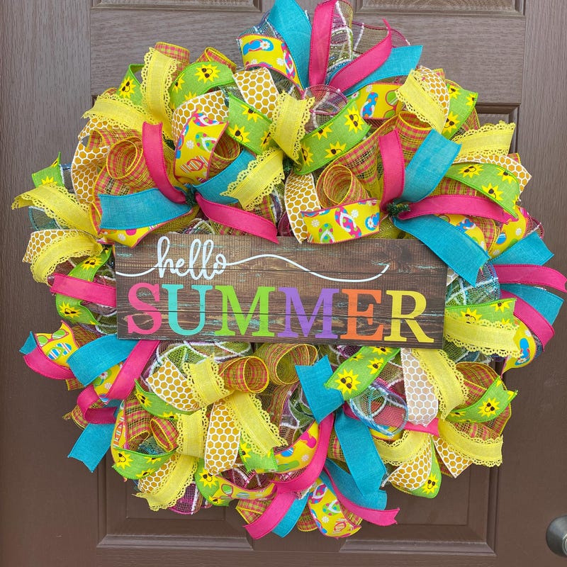 Summer Deco Mesh Wreath - Etsy
