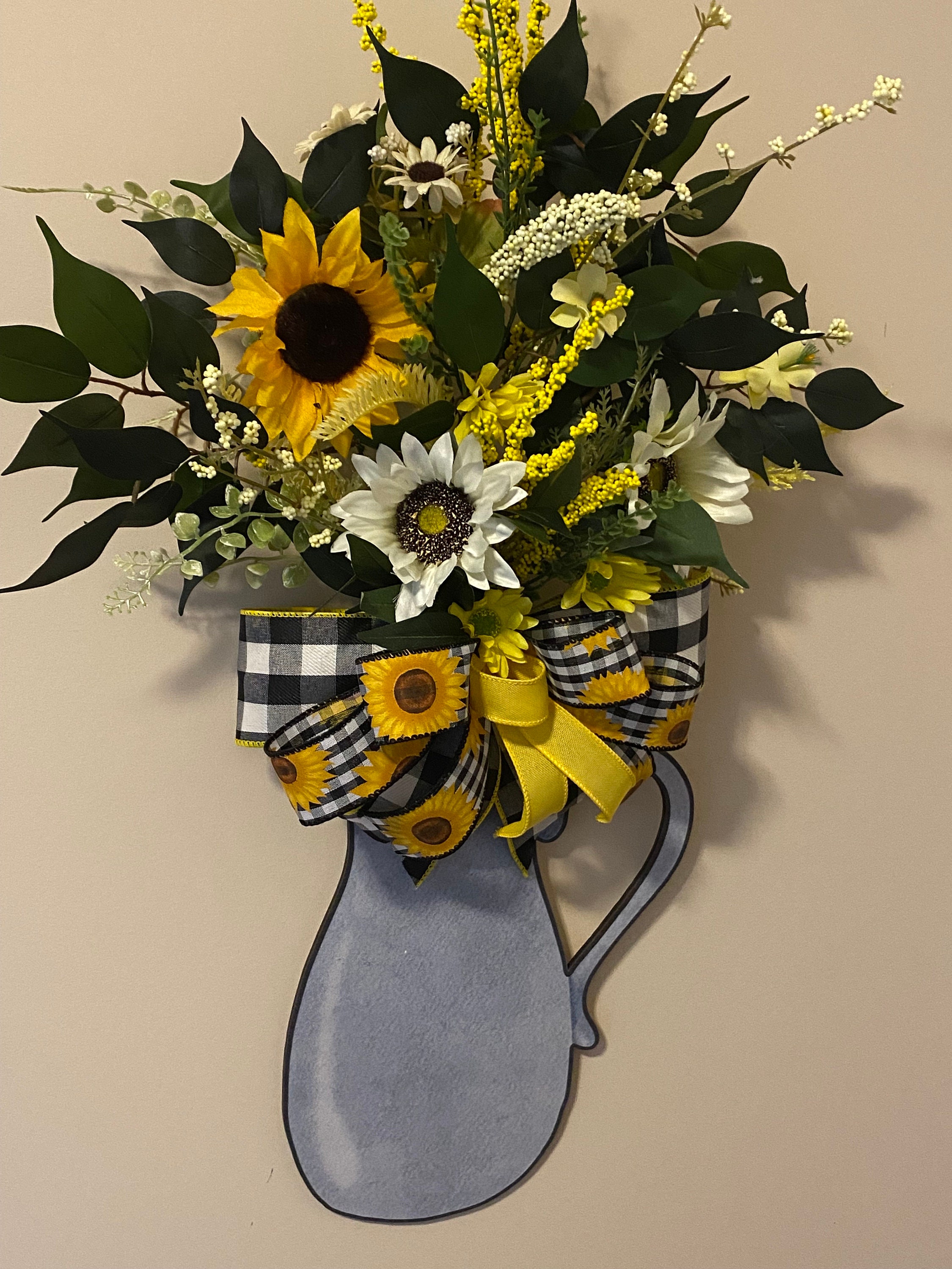 Sunflower Bouquet Pitcher Door Hanger: Welcome Spring With This ...