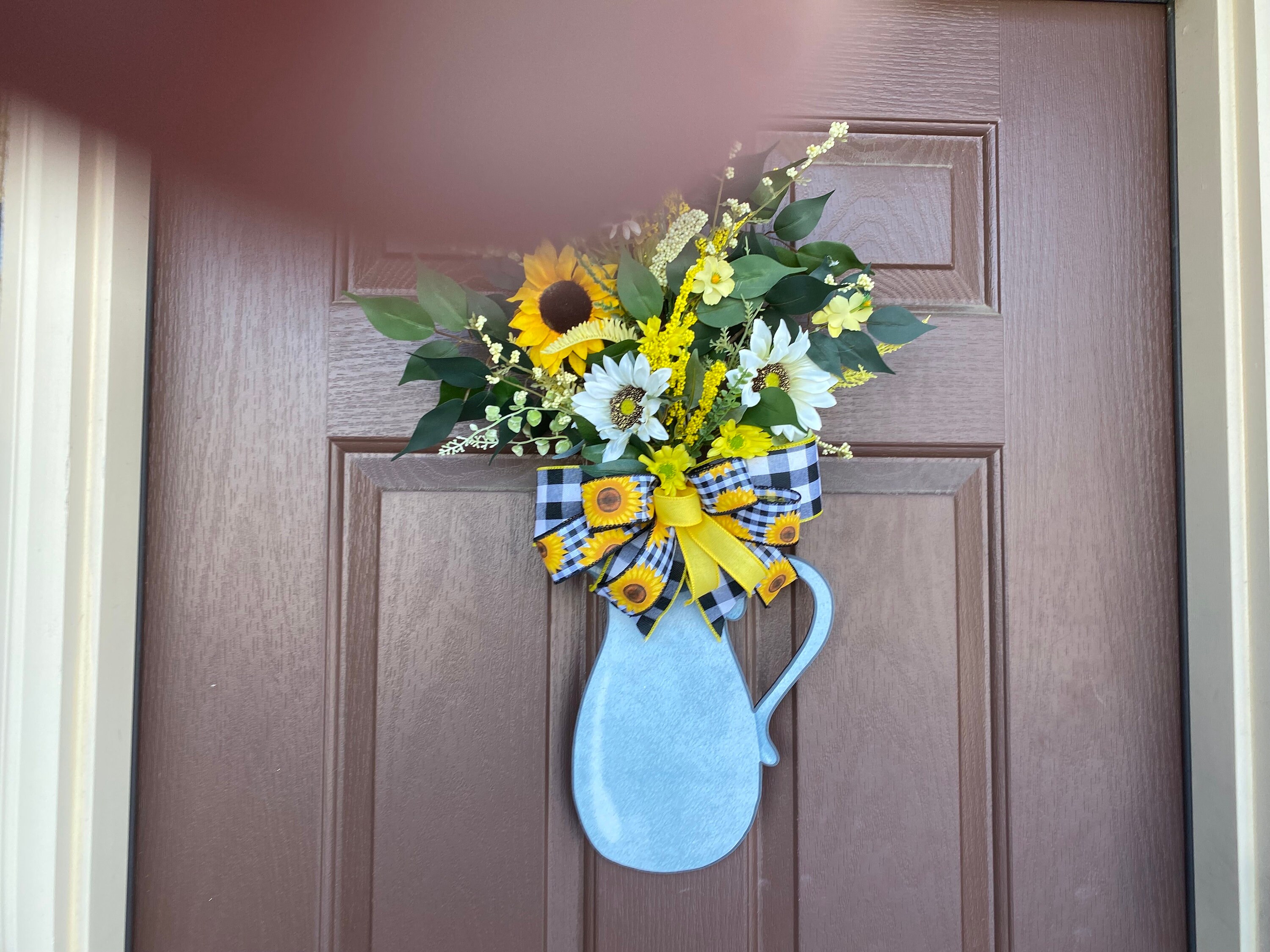 Sunflower Bouquet Pitcher Door Hanger: Welcome Spring With This ...