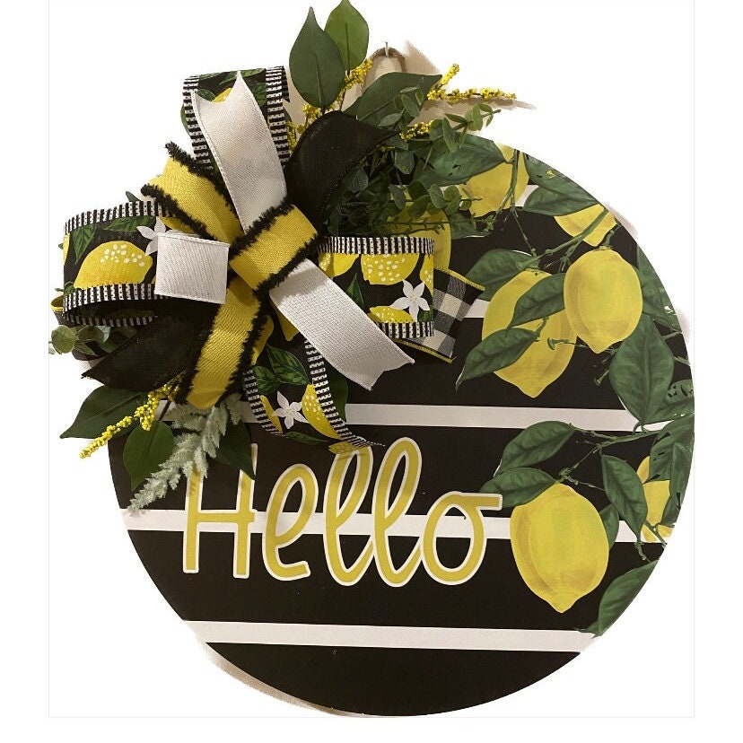 Lemon Door Hanger for Front Door, Lemon Decor, Country Kitchen Decor ...
