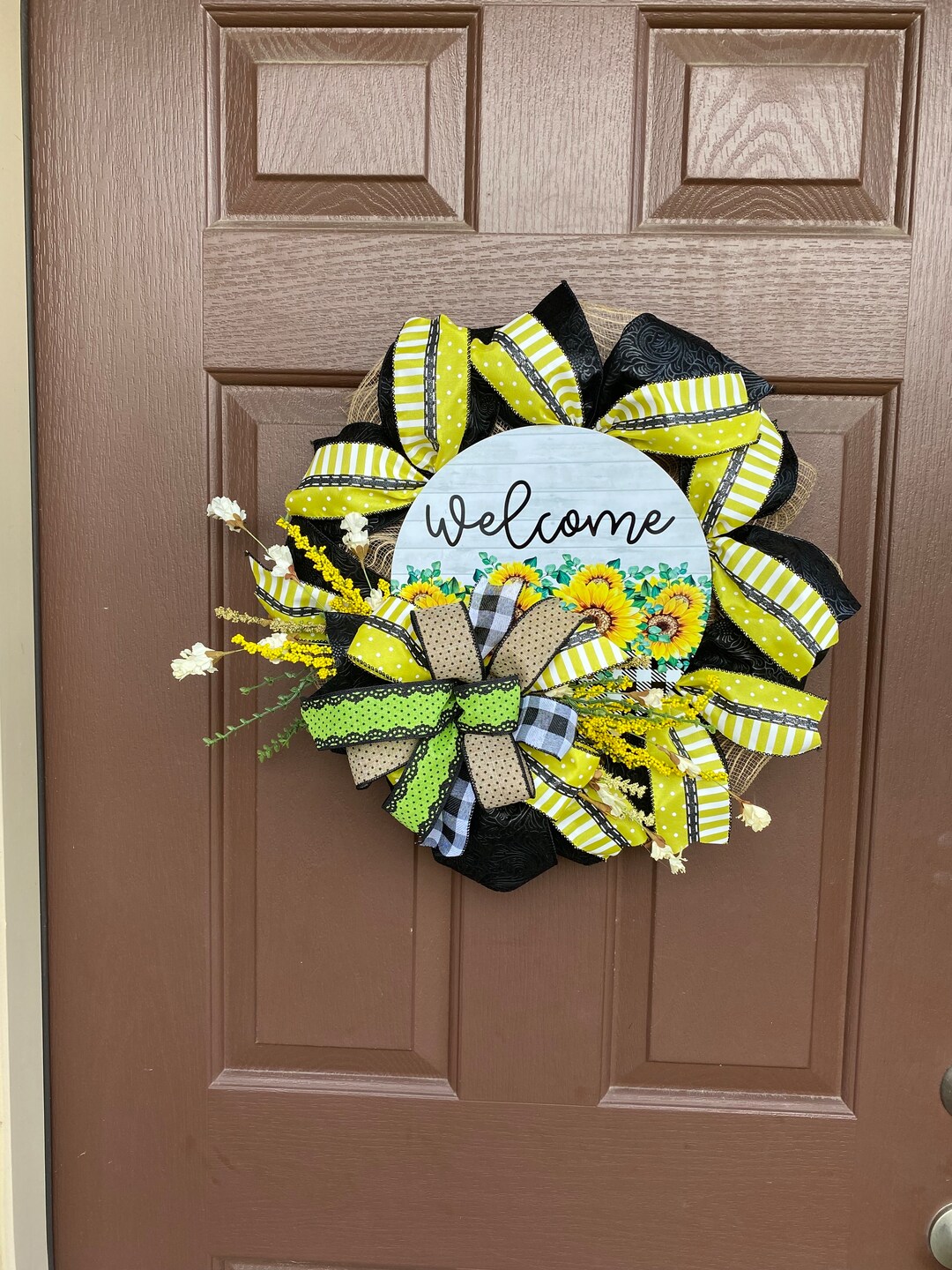 Welcome Spring Wreath for Front Door. Flower Wreath Door Hanger. Storm ...