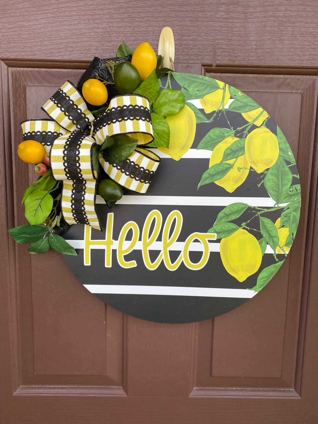 Lemon Door Hanger Front Door Decor, Lemon Decor, Country Kitchen Decor ...