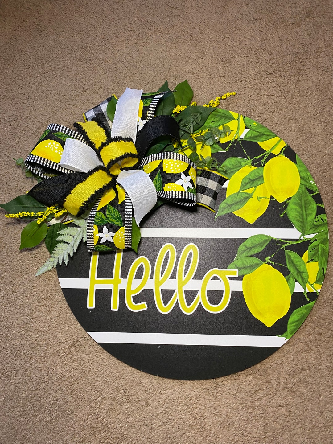 Lemon Door Hanger for Front Door, Lemon Decor, Country Kitchen Decor ...