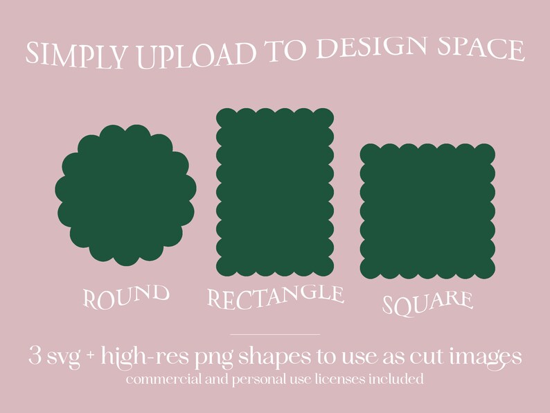 3 Scalloped Edge Shapes SVG and PNG Files for Cricut Design Space ...