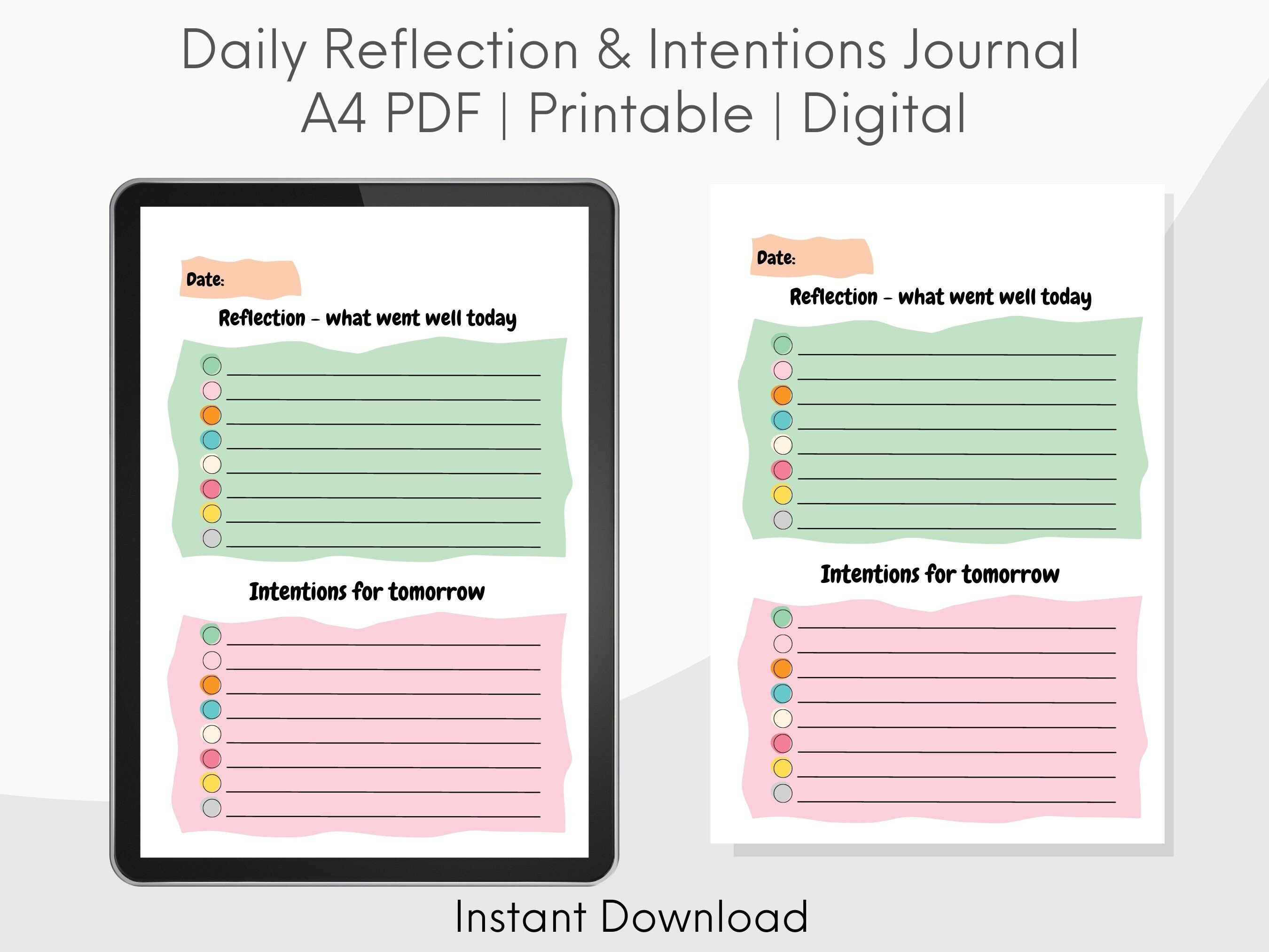 Daily Printable Planner, Reflection Journal, Intentions Planner ...