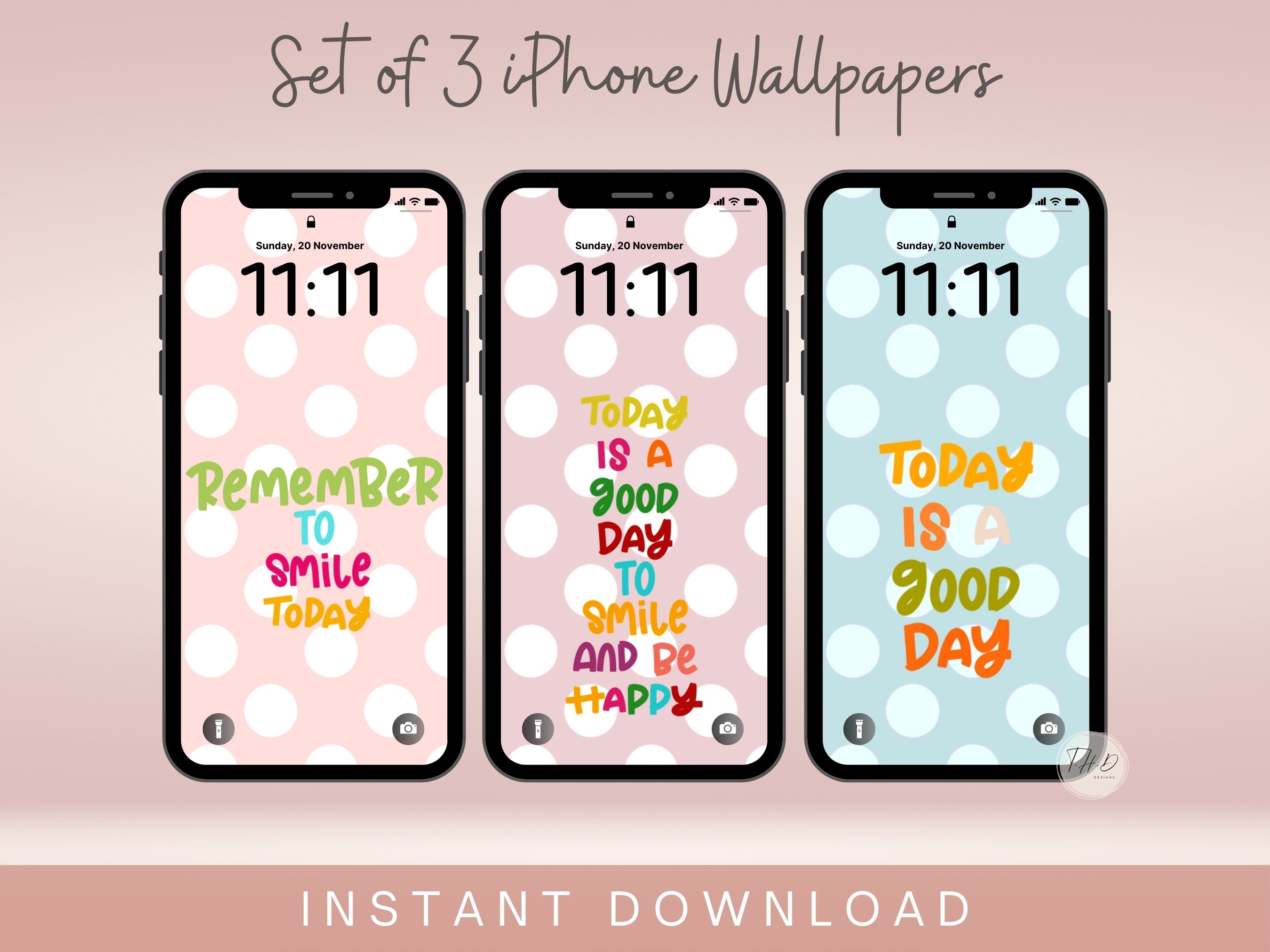 Positive Affirmation iPhone Wallpaper Bundle, Set of 3 Uplifting Phone ...