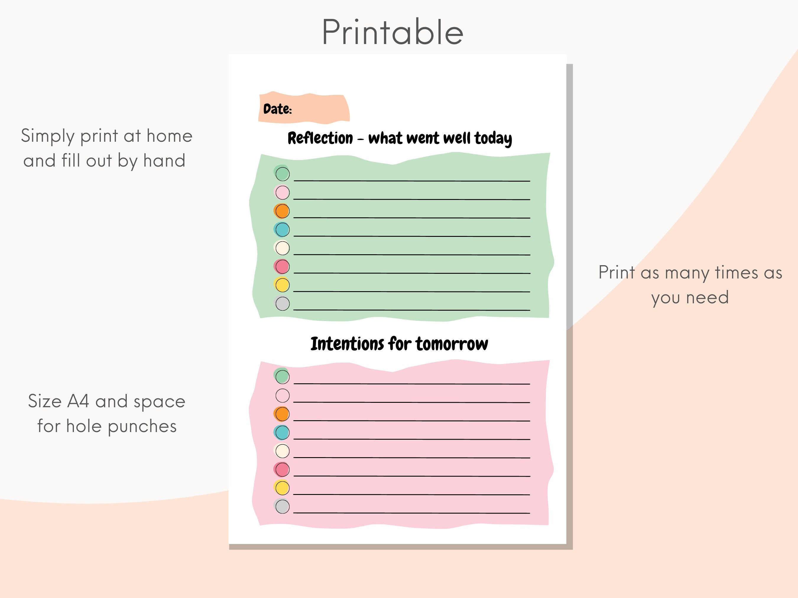 Daily Printable Planner, Reflection Journal, Intentions Planner ...