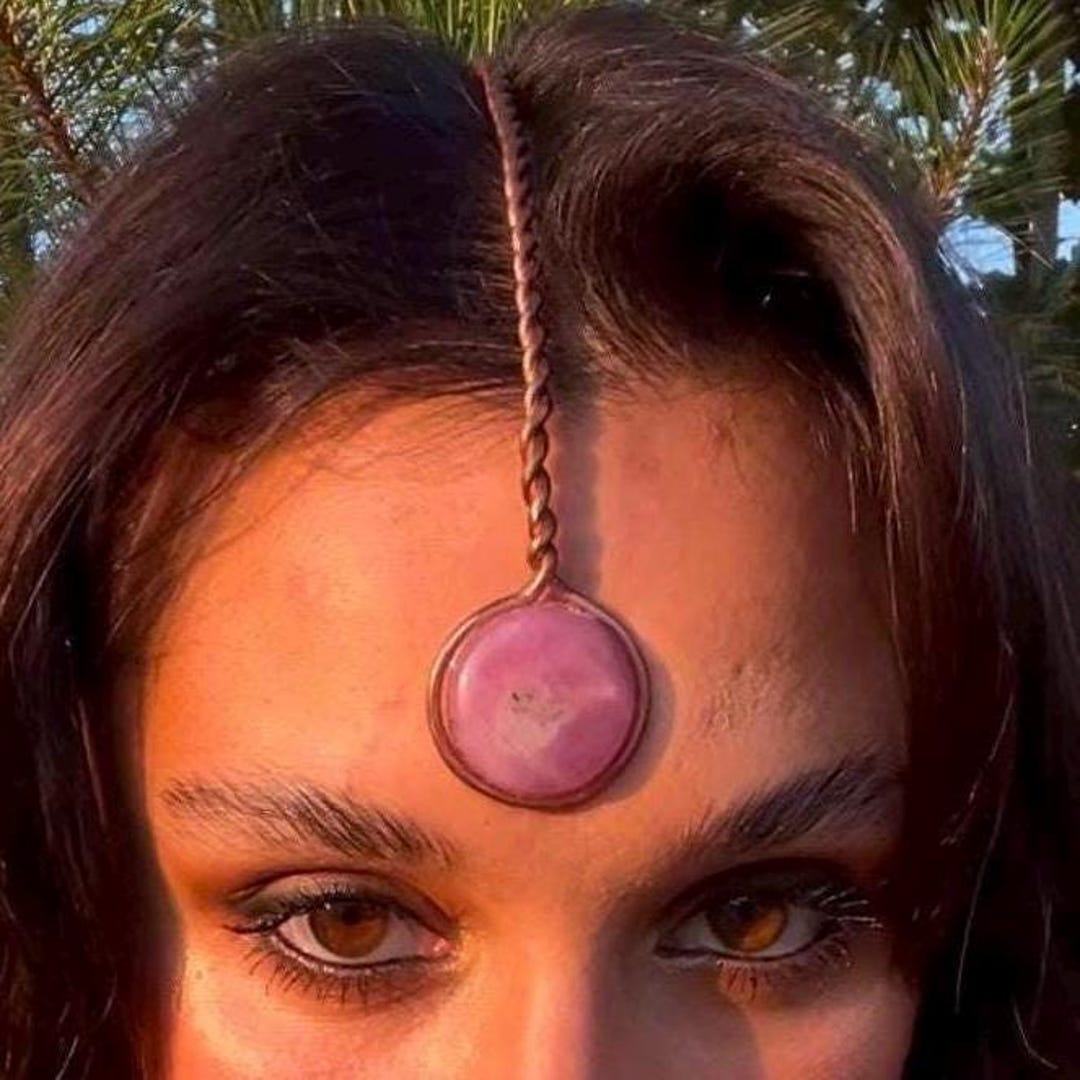 Macedonian Ruby Middle Part Tiara Ajna Third Eye Chakra Tikka Fairy ...