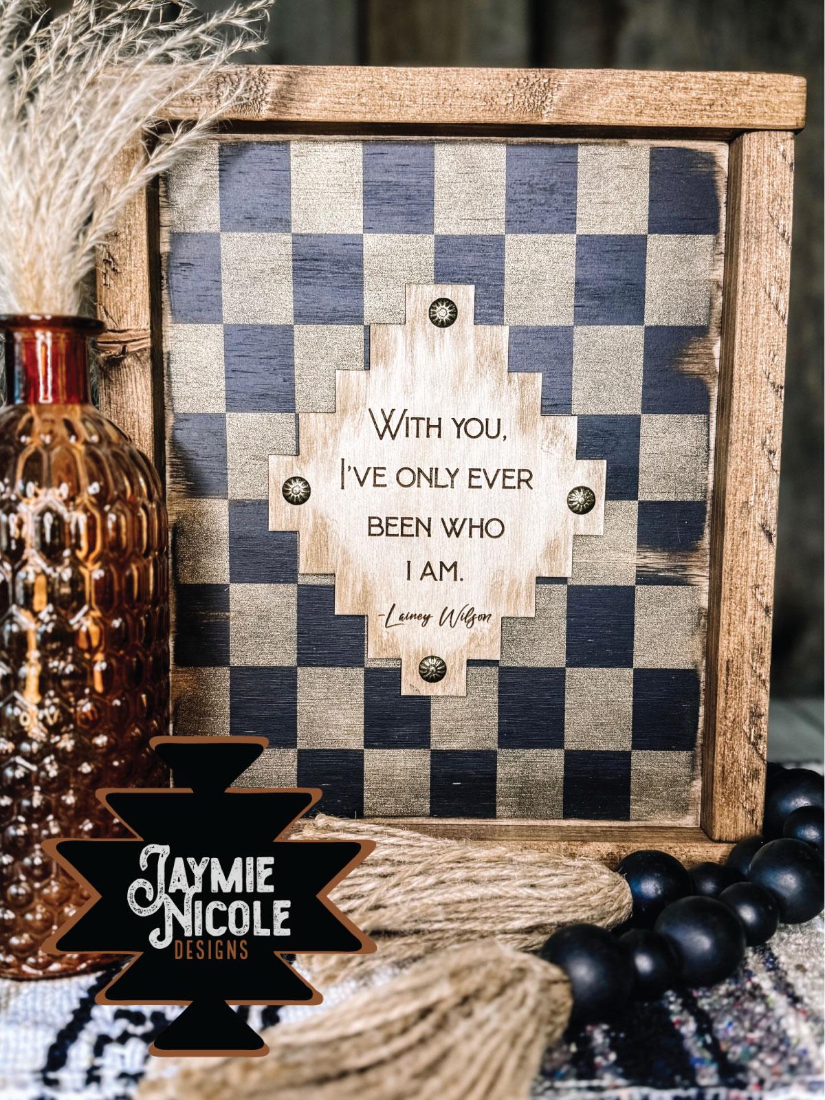 Western Checkerboard Wood Sign: Country Music Lyrics, Rustic Home Decor ...