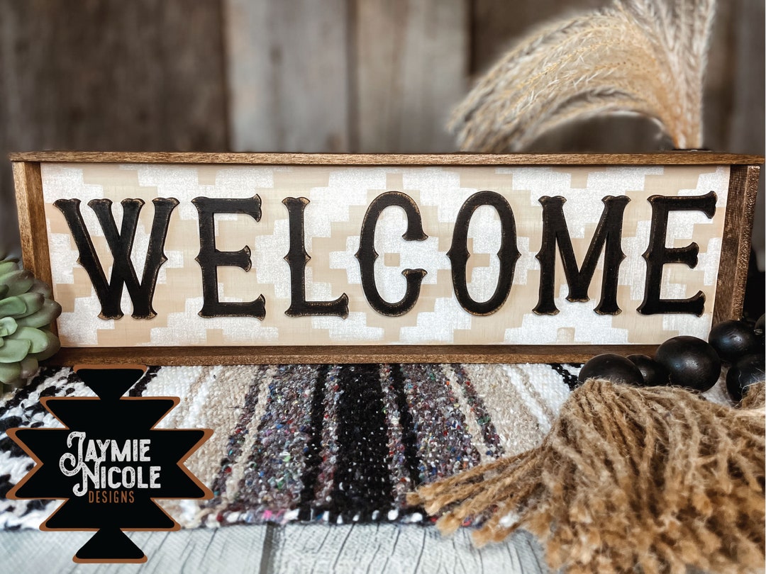 Western Tribal Aztec Welcome Home Decor Sign - Etsy