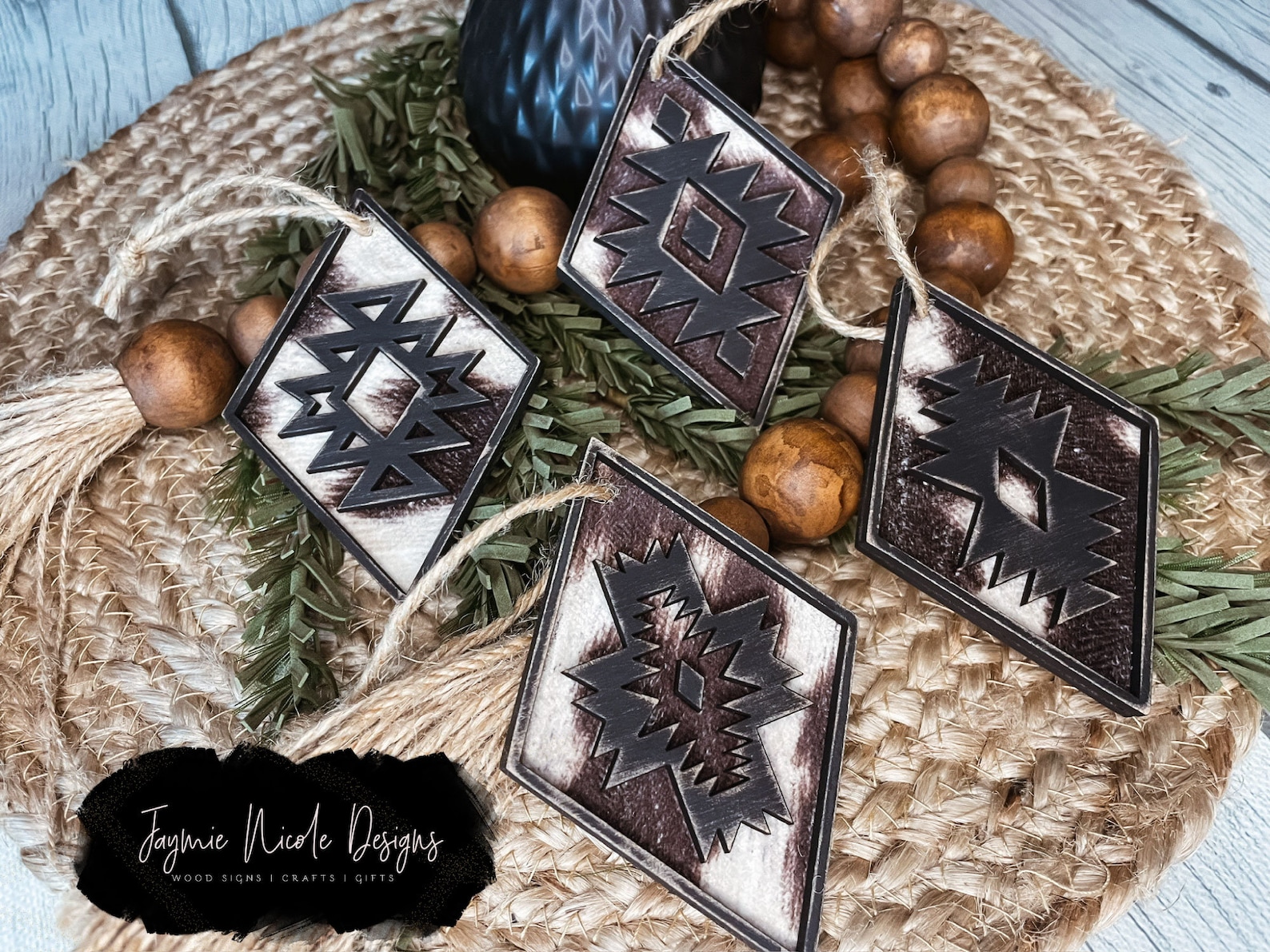 Cowhide Tribal Western Christmas Tree Ornaments - Etsy