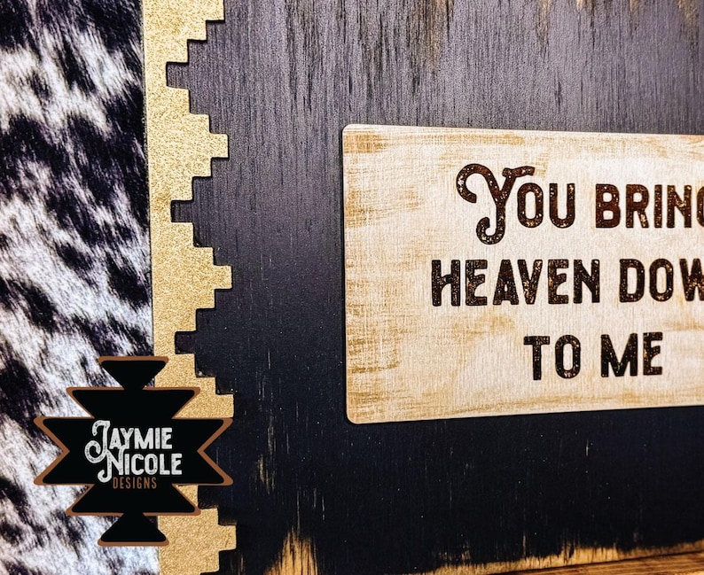 Faux Cowhide Western Sign | Country Music Lyric Art | Rustic Farmhouse ...