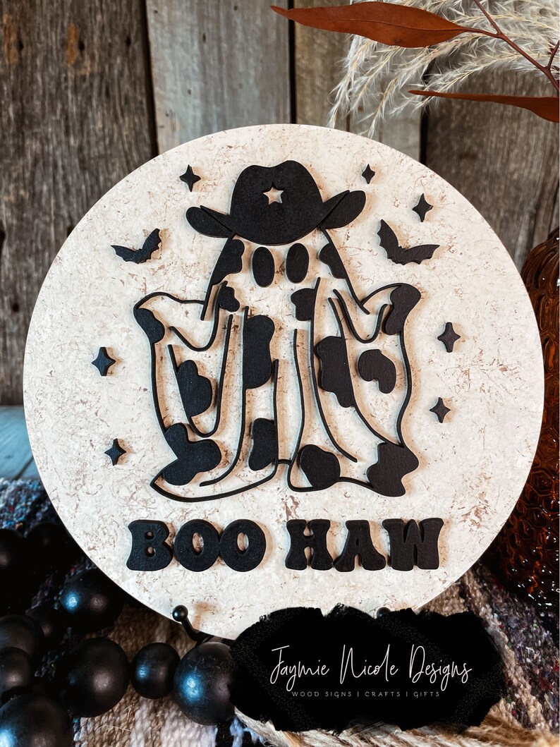 Western Boo Haw Halloween Ghost Home Decor Sign - Etsy