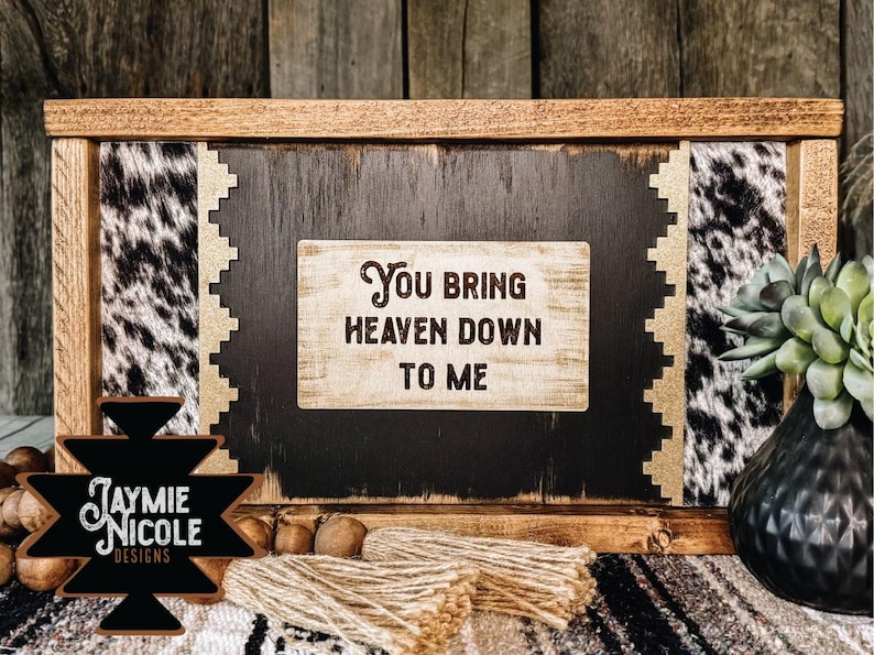 Faux Cowhide Western Sign | Country Music Lyric Art | Rustic Farmhouse ...