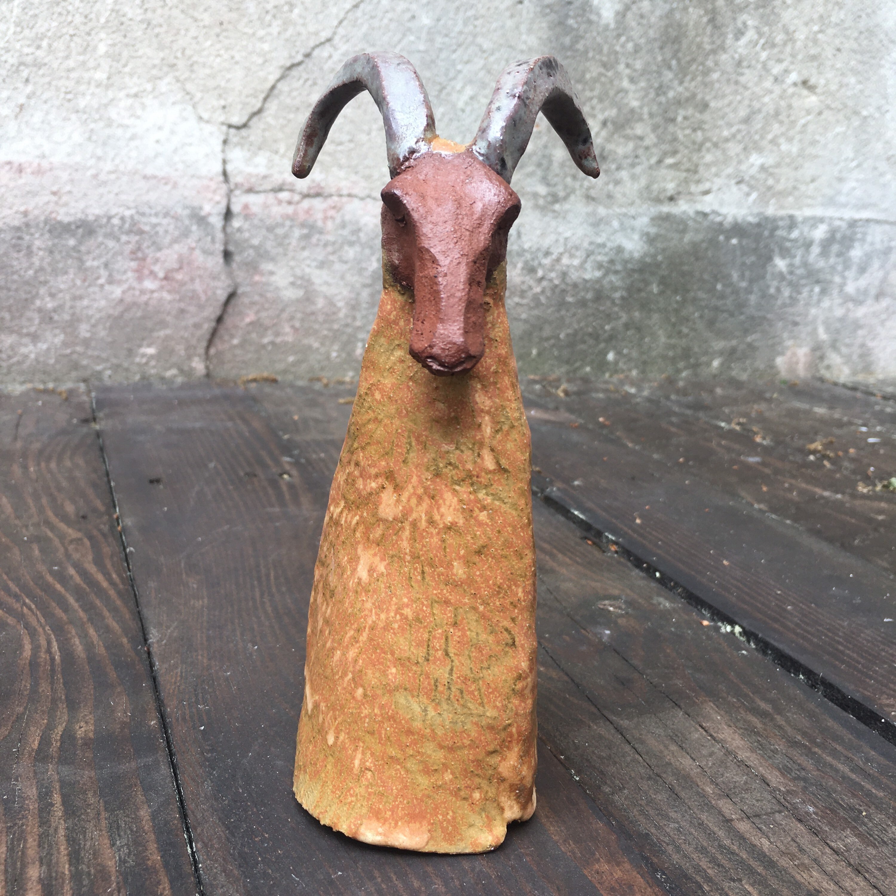 Clay Goat Beige and Red Clay Figurine Animal Table Top - Etsy