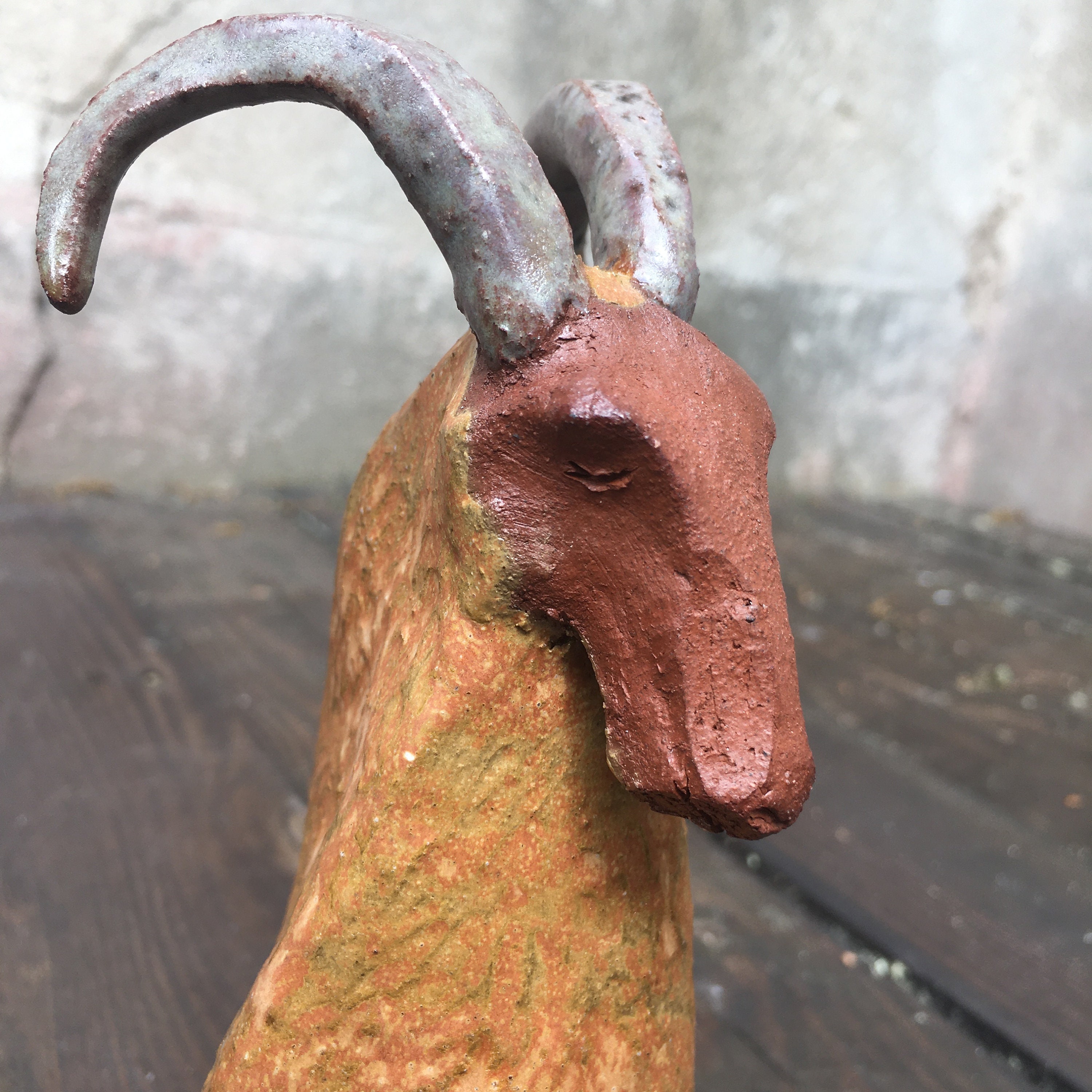 Clay Goat Beige and Red Clay Figurine Animal Table Top - Etsy